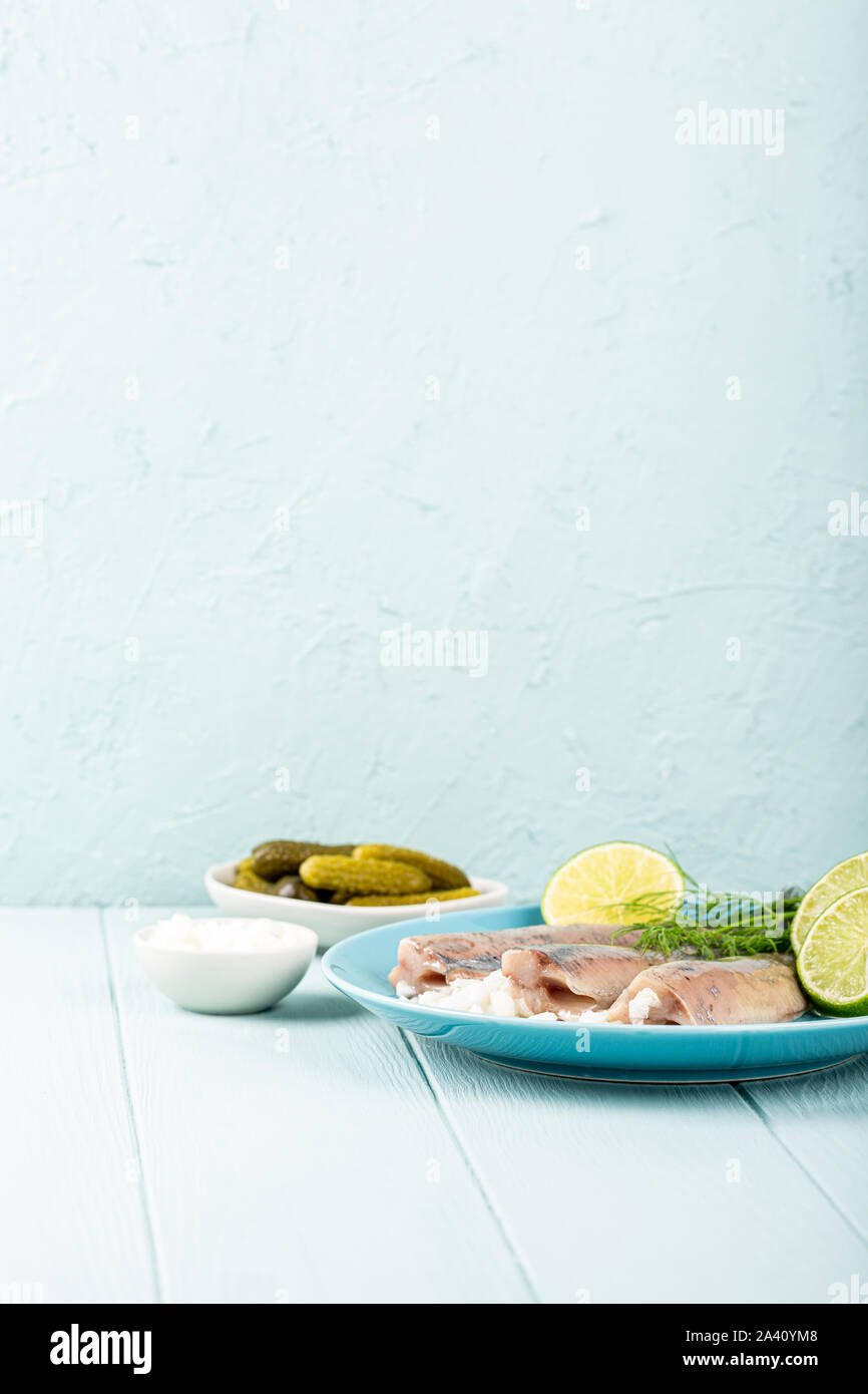Traditional dutch food herring fish Stock Photo - Alamy