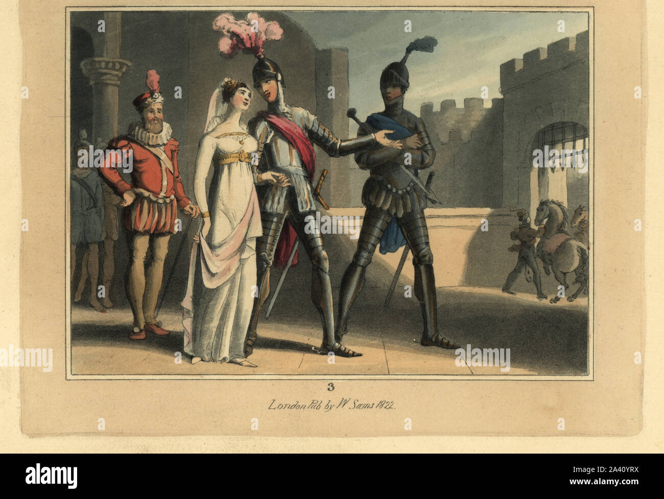 Medieval knight in armour introducing his lady to a knight. Sir ...