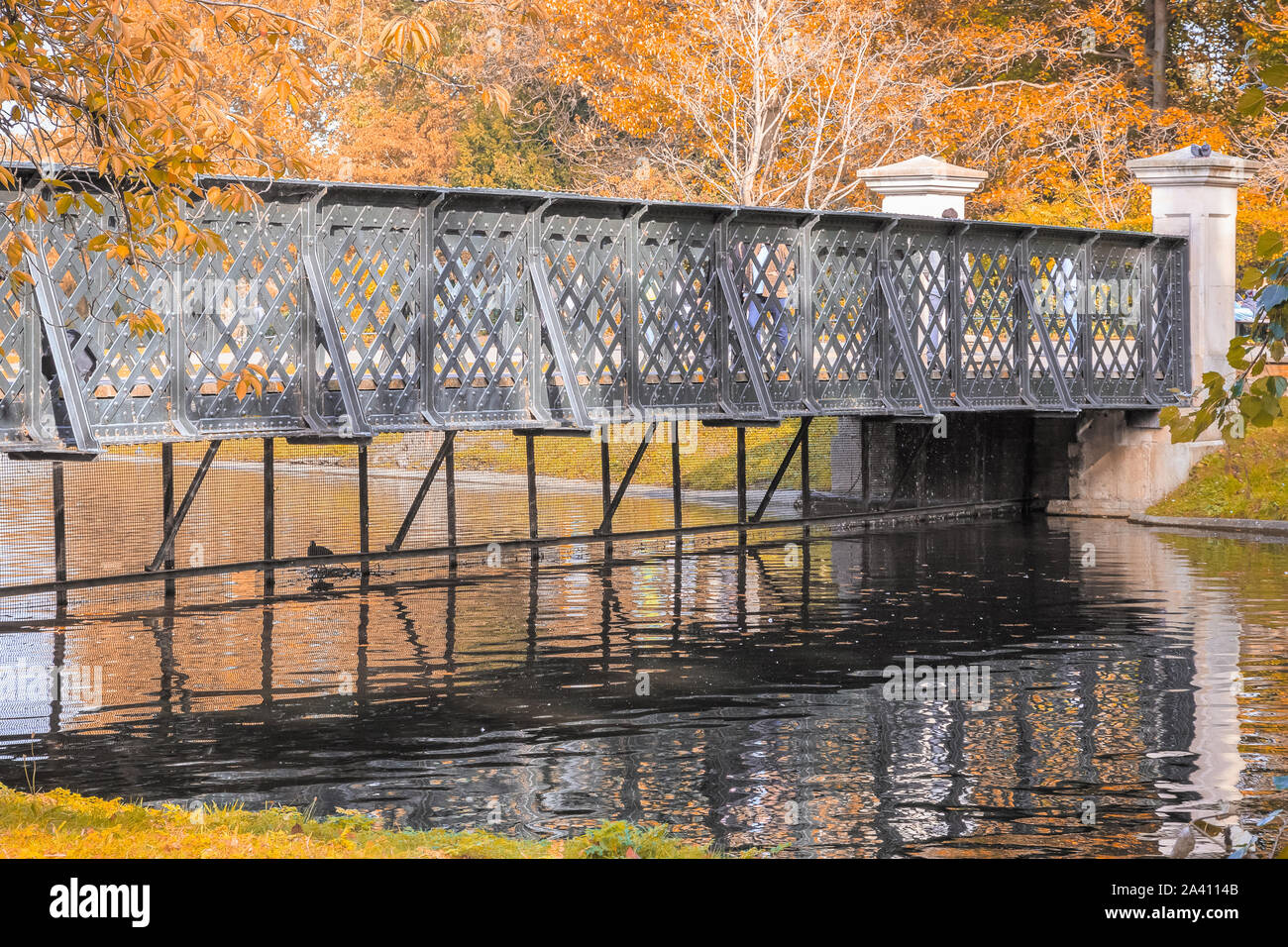 Clarence Bridge, a wrought iron lattice bridge, in Regent's Park of ...