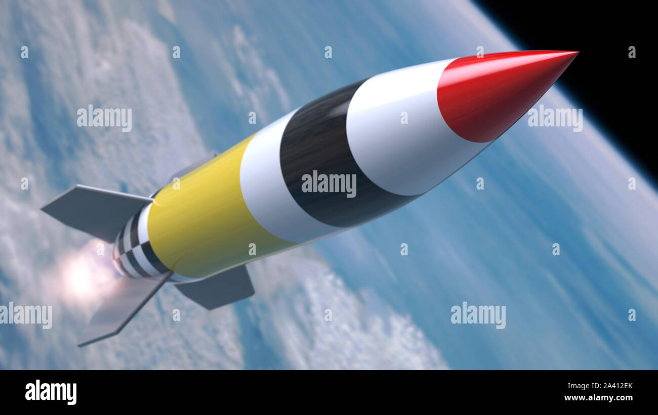 rocket launch in orbit close up, 3d rendering Stock Photo - Alamy