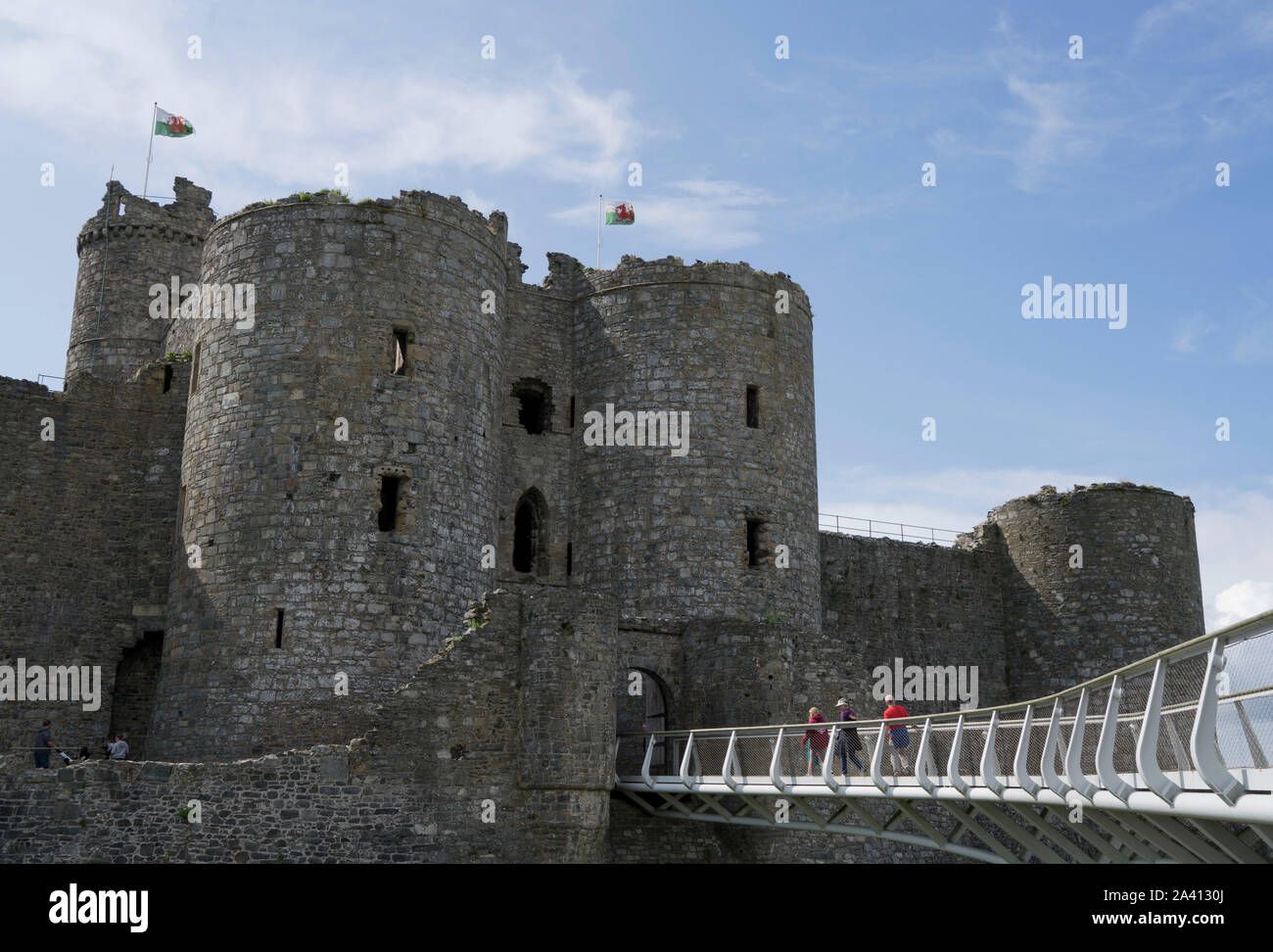 Visitors to medieval Harlech Castle in Gwynedd, Wales,UK Stock Photo ...