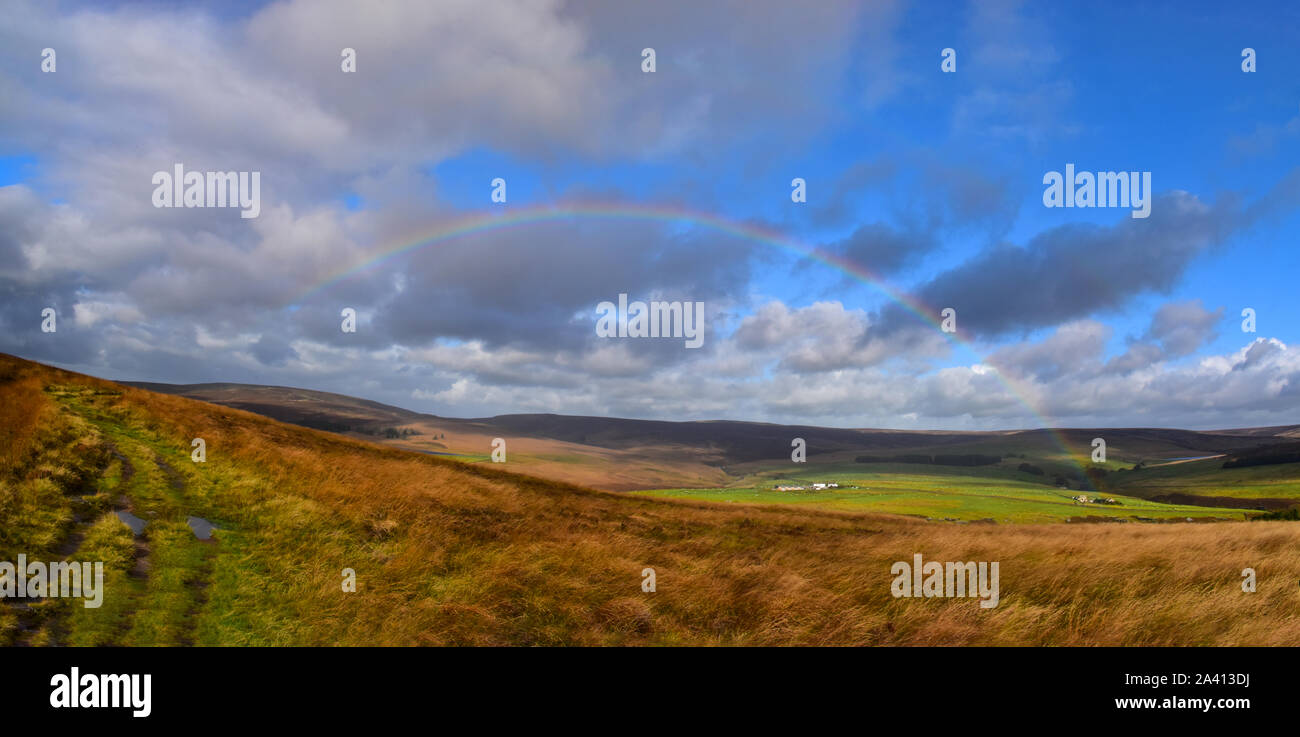 Rainbow over Heptonstall Moor, Pennine Way, South Pennines, Yorkshire ...