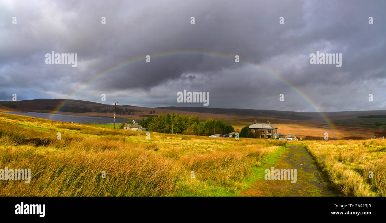 Rainbow over Heptonstall Moor, Pennine Way, South Pennines, Yorkshire ...