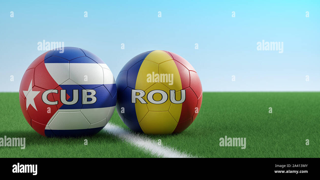 Romania vs. Cuba Soccer Match - Soccer balls in Romania and Cuba ...