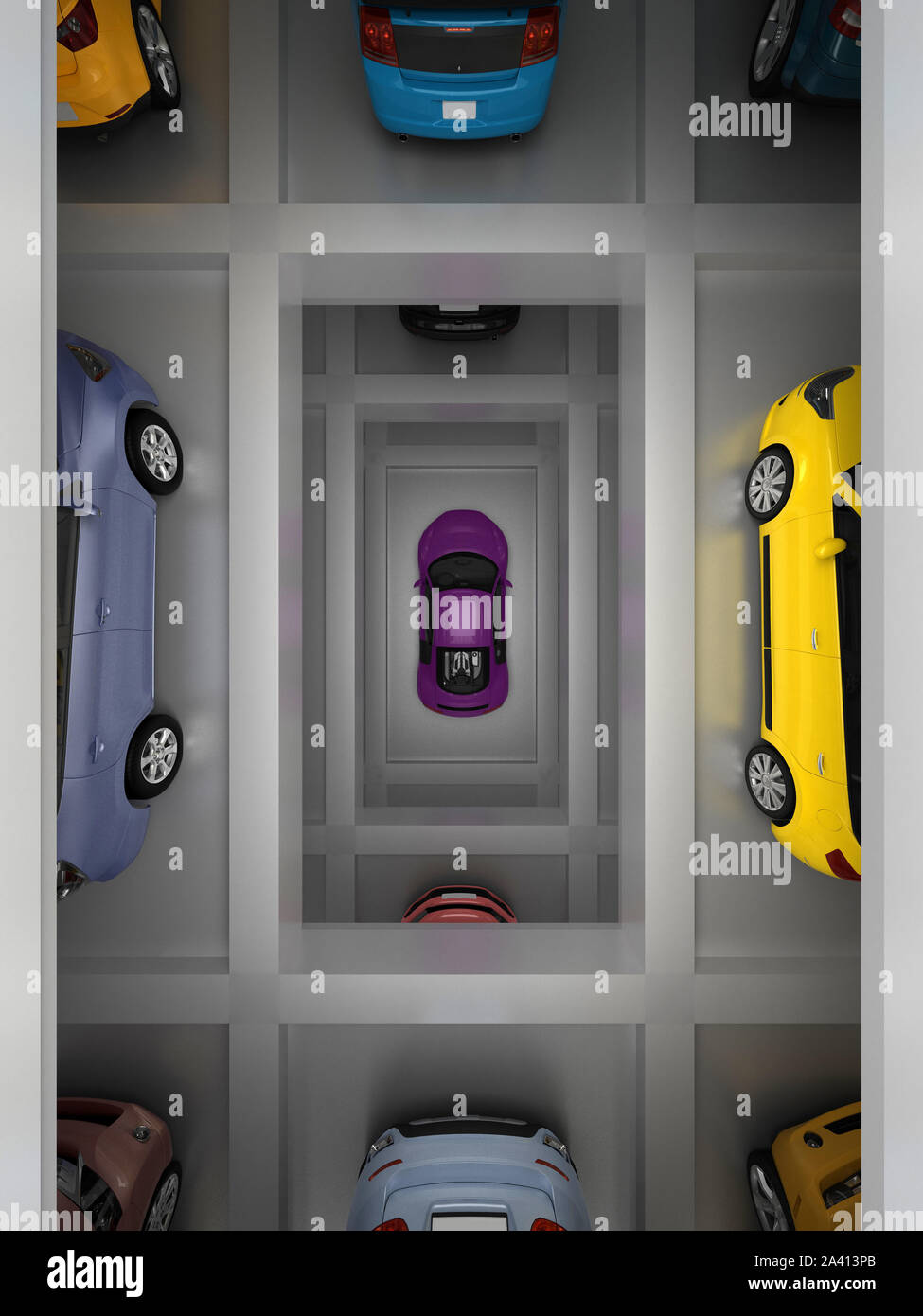 top view of the mine multi level from the underground parking. 3d ...