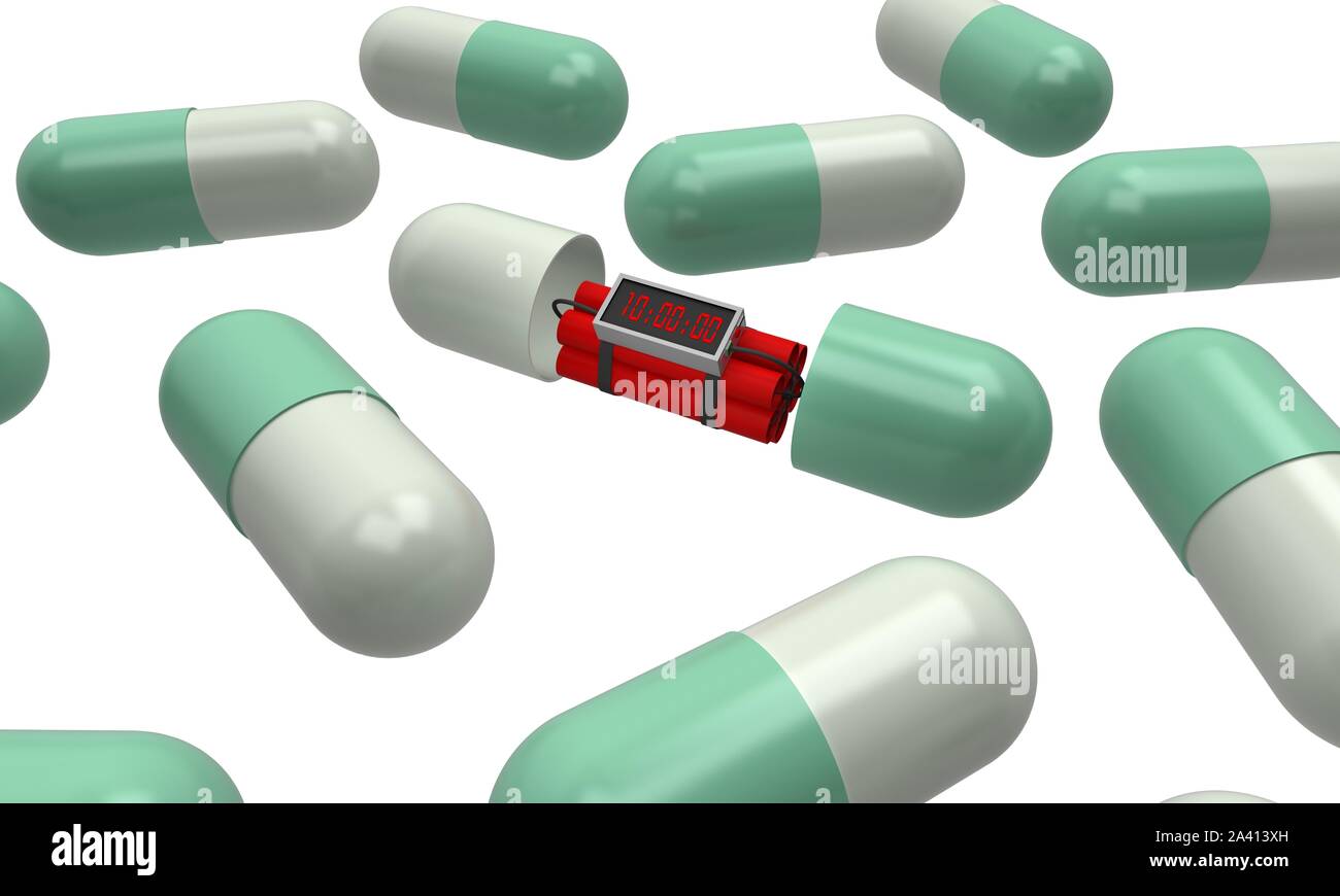 bomb with timer inside pill. 3d rendering Stock Photo - Alamy