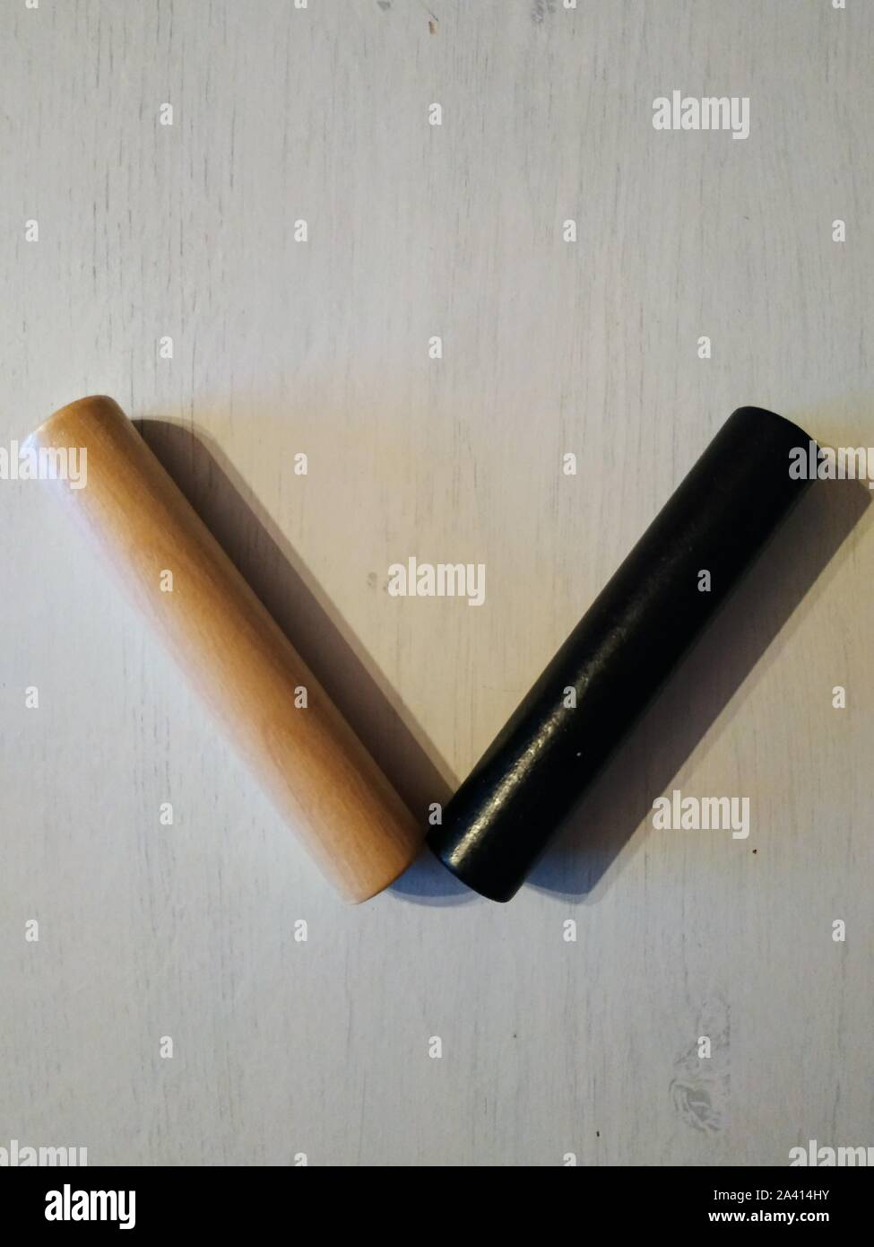 V wood stick letter design concept Stock Photo - Alamy