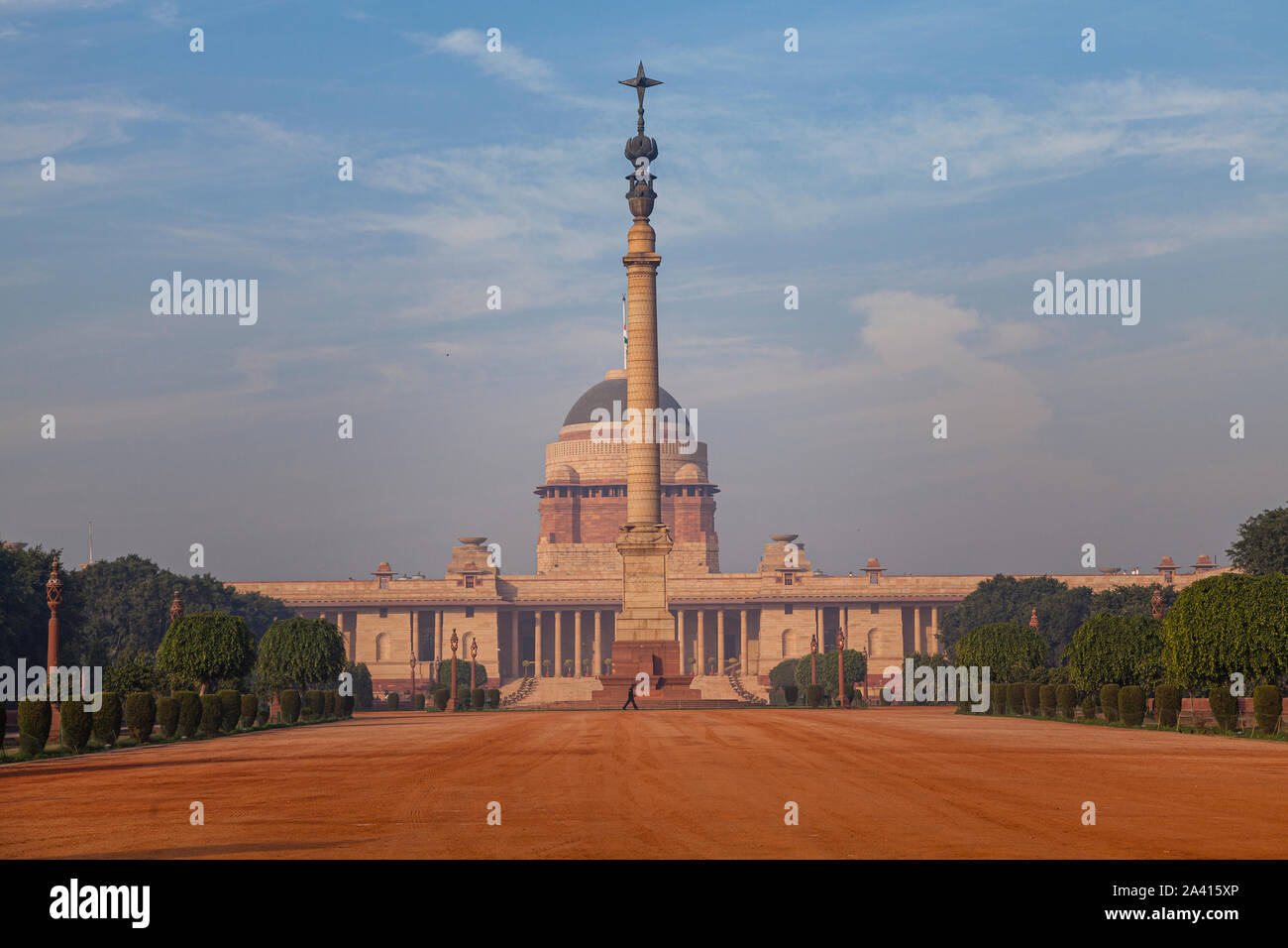 DELHI, INDIA, View of the pillar and dome of the President's house also ...