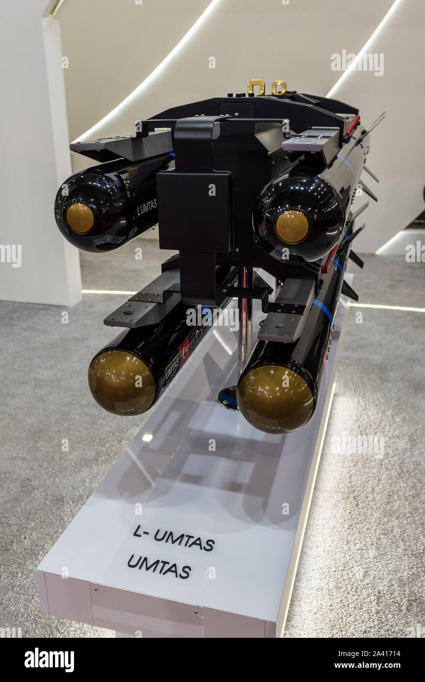 Kyiv, Ukraine – October 9, 2019: Military equipment (UMTAS air-to ...