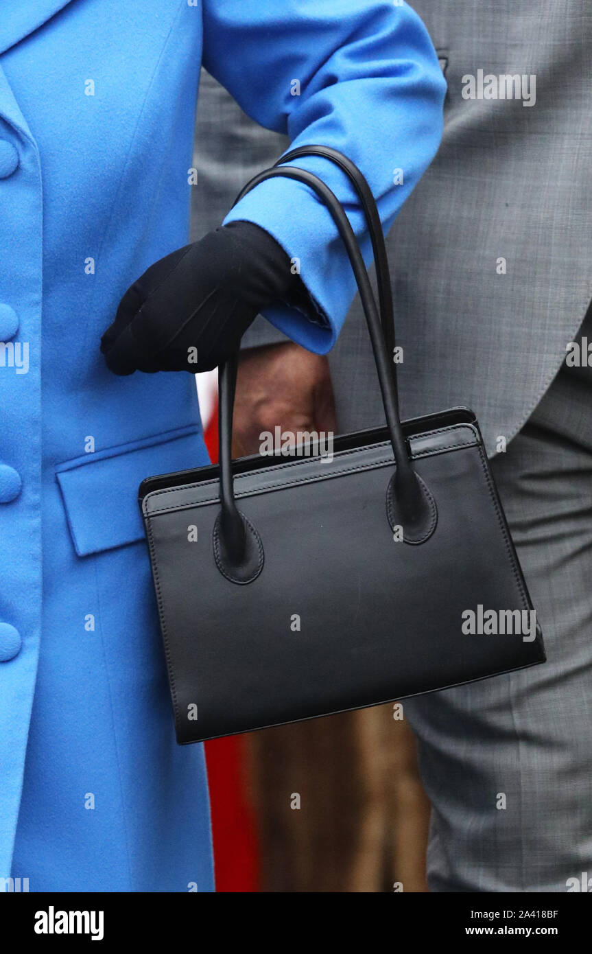 Detail of Queen Elizabeth II's handbag during her visit at Haig Housing ...