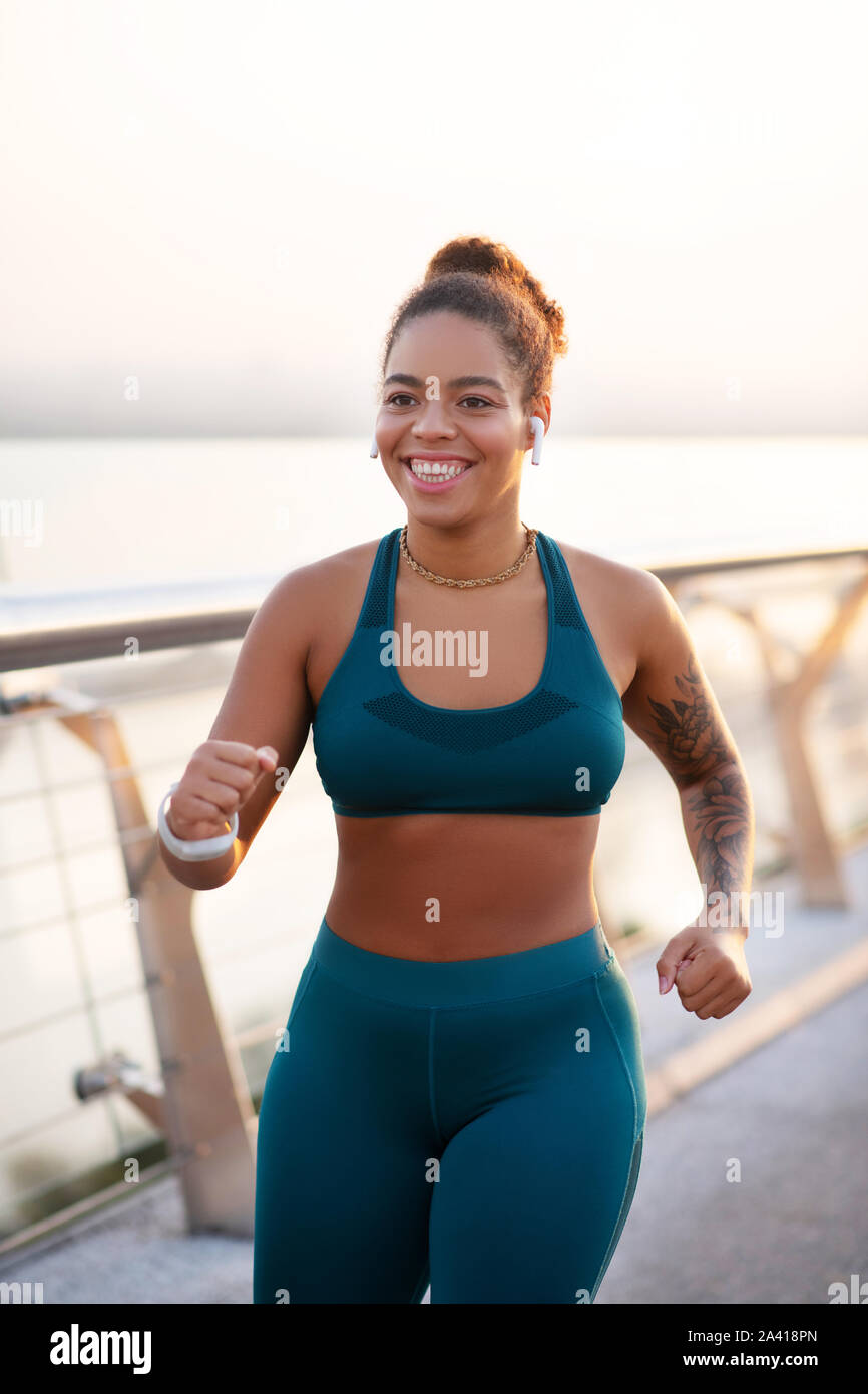 Excited woman weight loss hi-res stock photography and images - Alamy