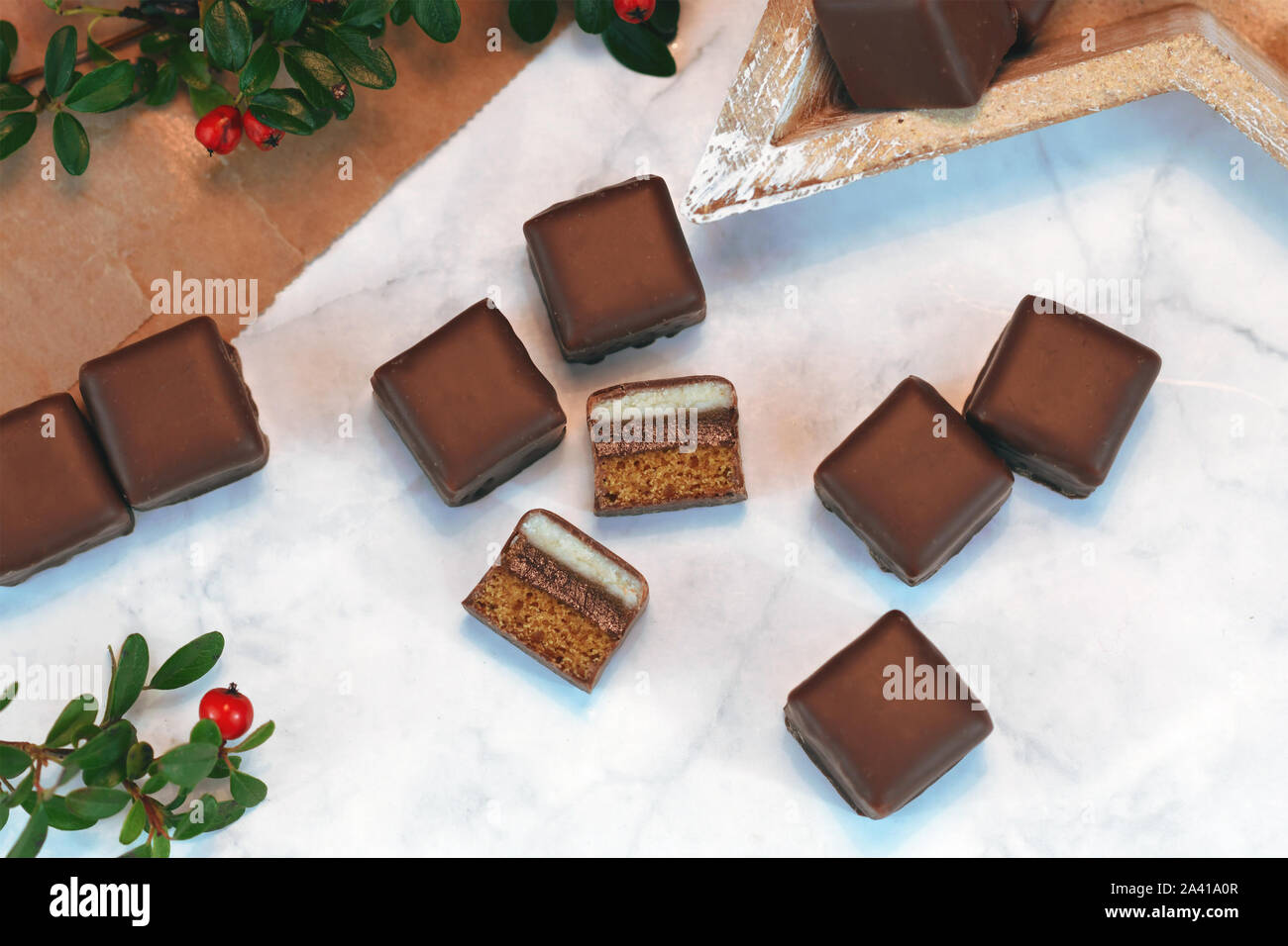 German traditional sweets called 'Dominosteine', food sold around ...