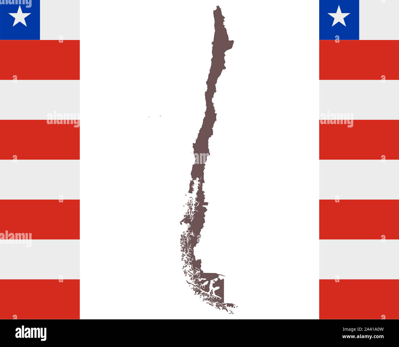 Map of Chile on background with flag Stock Photo - Alamy