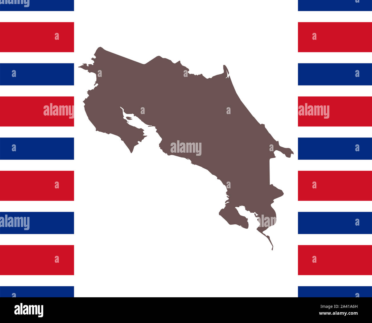 Map of Costa Rica on background with flag Stock Photo - Alamy