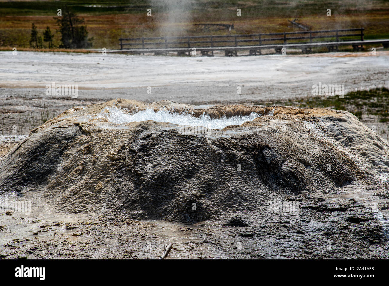 Sponge geyser before an eruption in the upper geyser basin in ...