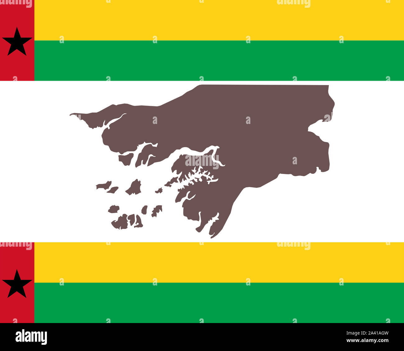 Map of Guinea-Bissau on background with flag Stock Photo - Alamy