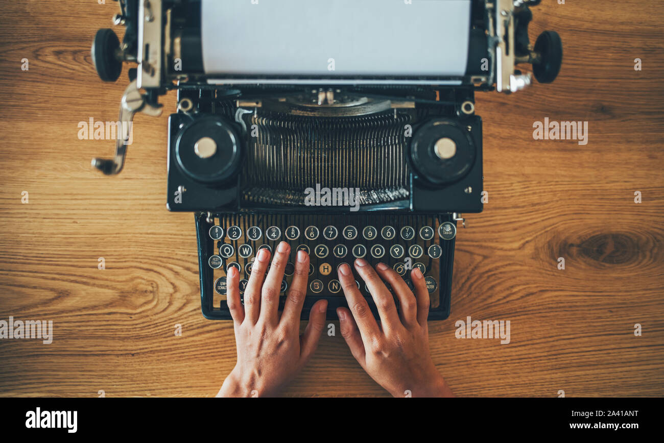 Hand typing retro typewriter machine hi-res stock photography and ...