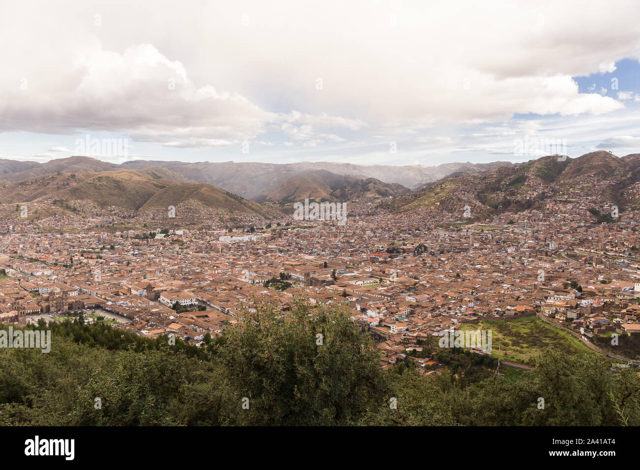Cusco aerial view - View of Cusco from the San Blas area, Peru, South ...