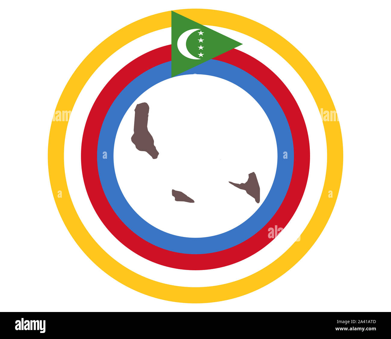 Map of the Comoros on background with flag Stock Photo - Alamy