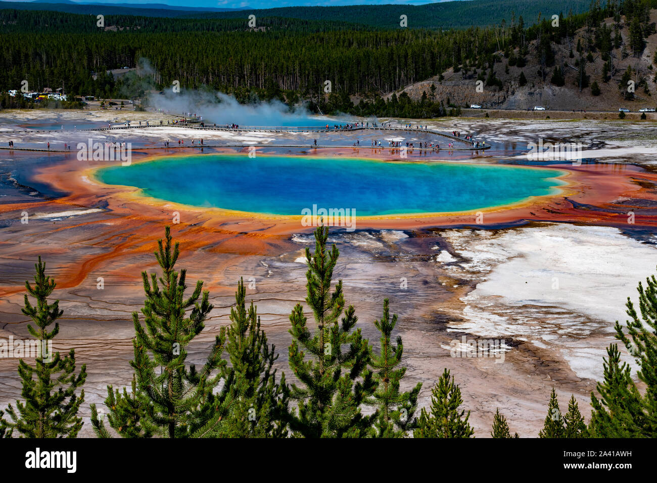 Grand Prismatic Spring, one of the main tourist attractions of ...