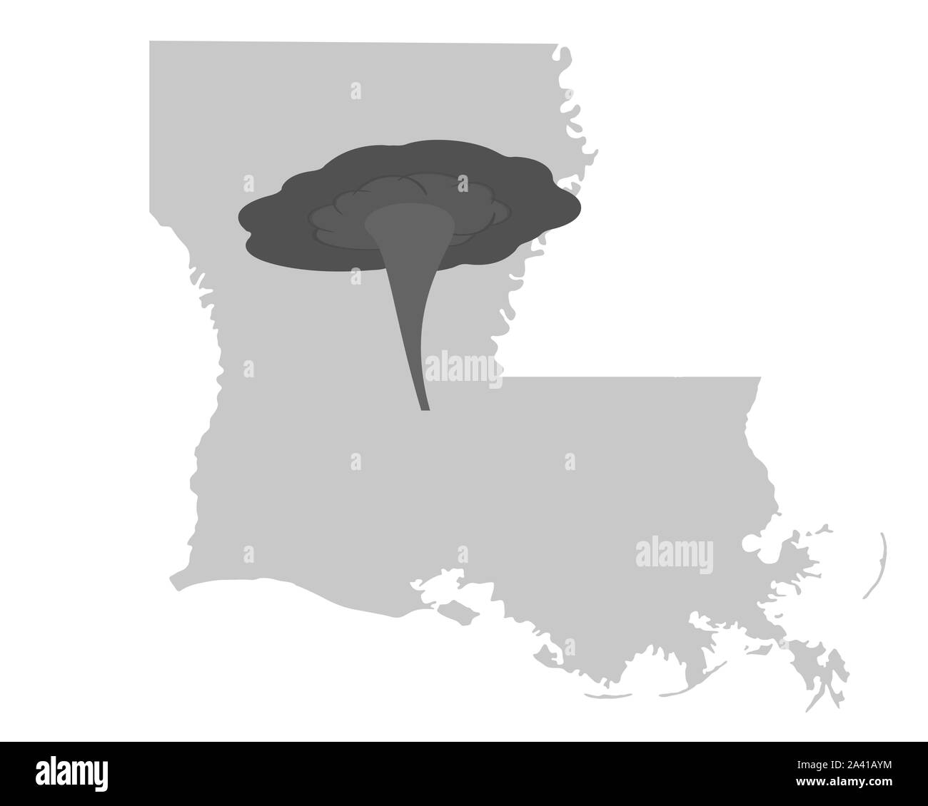 Map of Louisiana and tornado symbol Stock Photo - Alamy