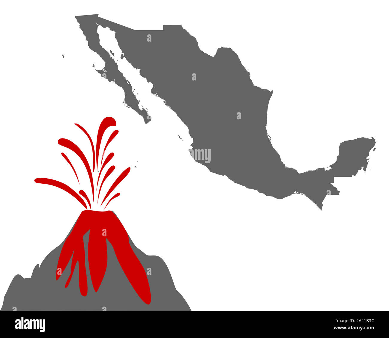 Map of Mexico with volcano Stock Photo - Alamy