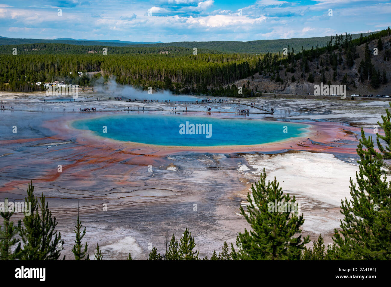 Grand Prismatic Spring, one of the main tourist attractions of ...
