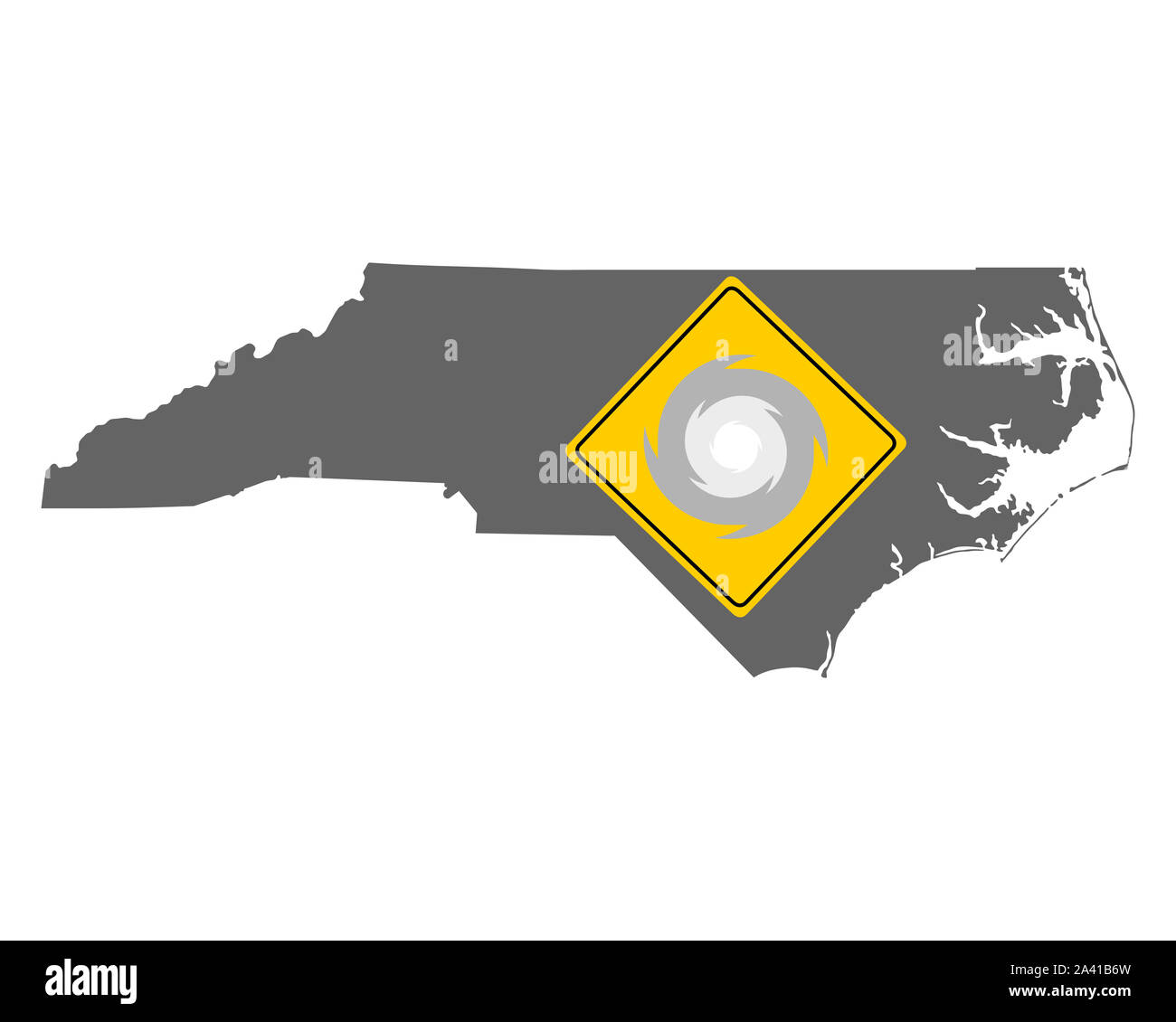 Map of North Carolina and traffic sign hurricane warning Stock Photo ...