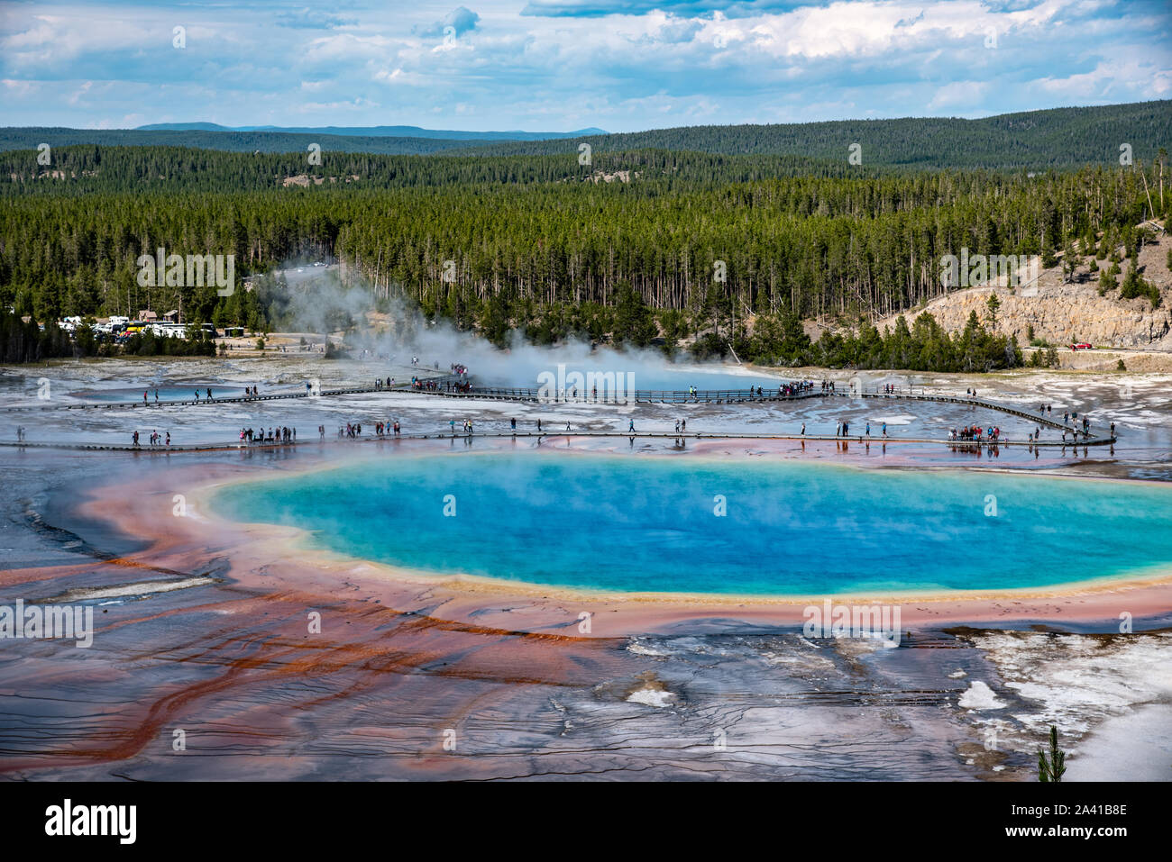 Grand Prismatic Spring, one of the main tourist attractions of ...