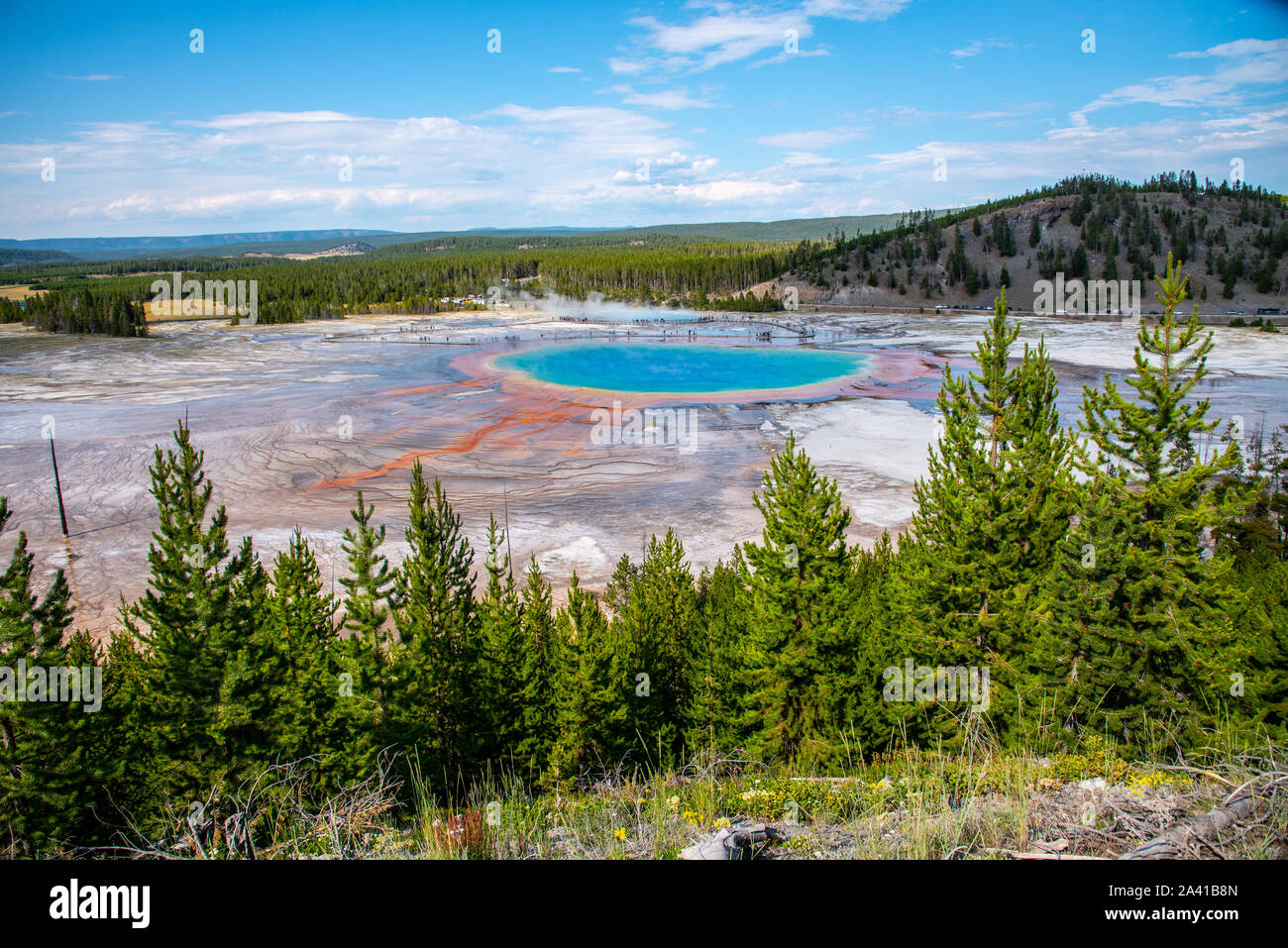 Grand Prismatic Spring, one of the main tourist attractions of ...