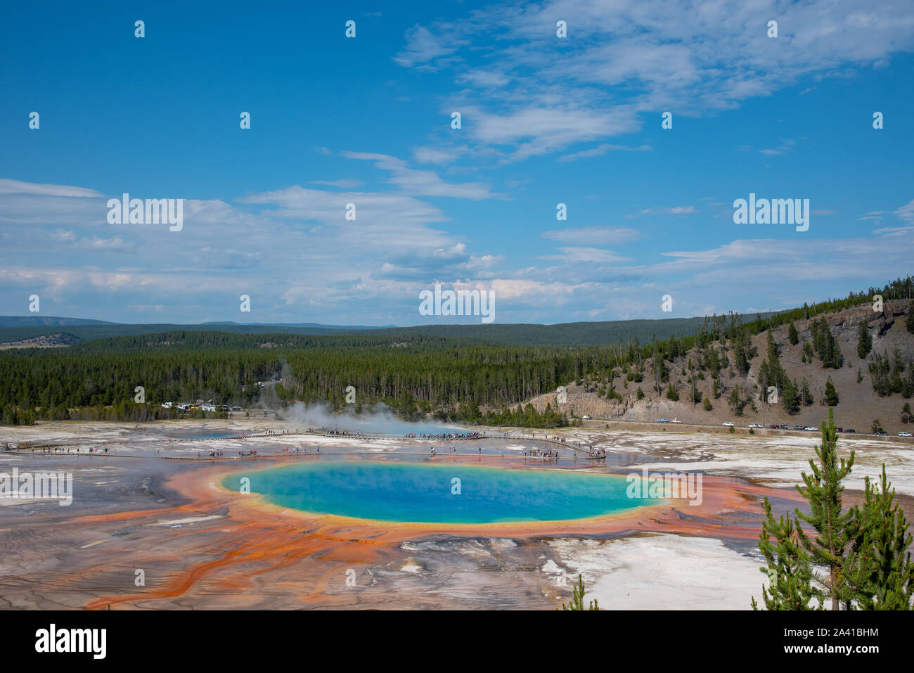 Grand Prismatic Spring, one of the main tourist attractions of ...