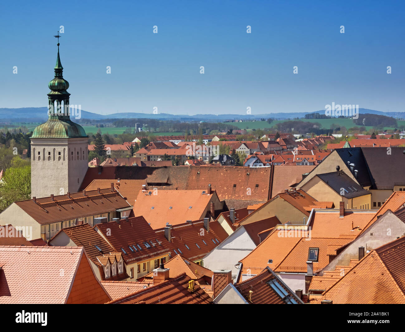 Bautzen, Saxony, Germany: aerial view of city Bautzen with historic ...
