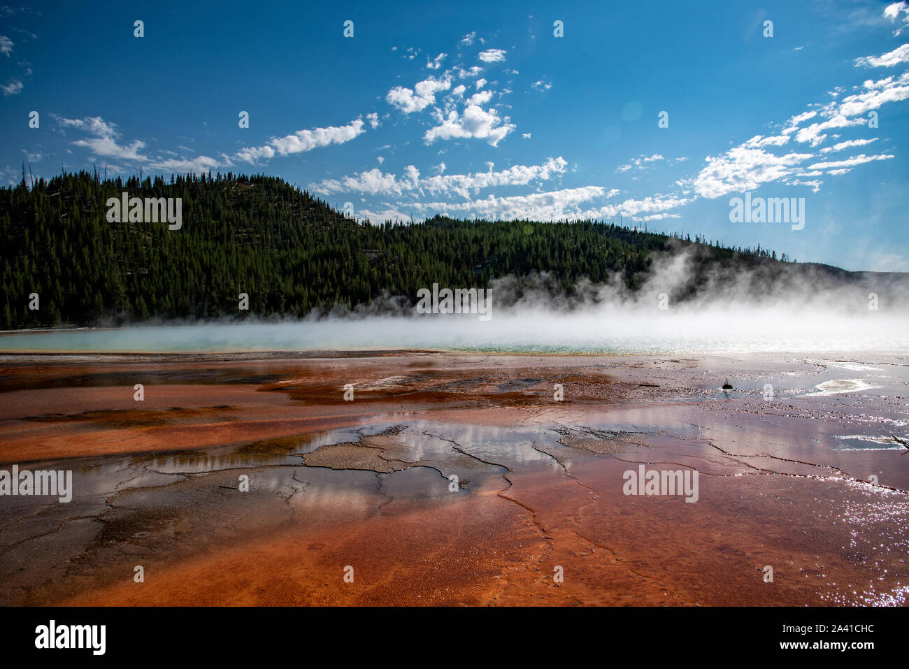 Grand Prismatic Spring, one of the main tourist attractions of ...