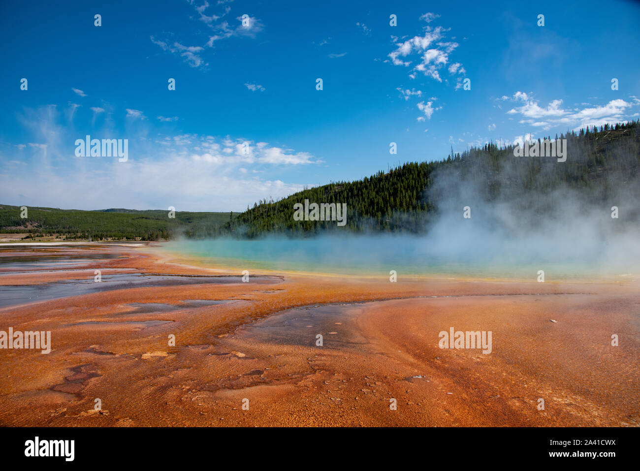 Grand Prismatic Spring, one of the main tourist attractions of ...