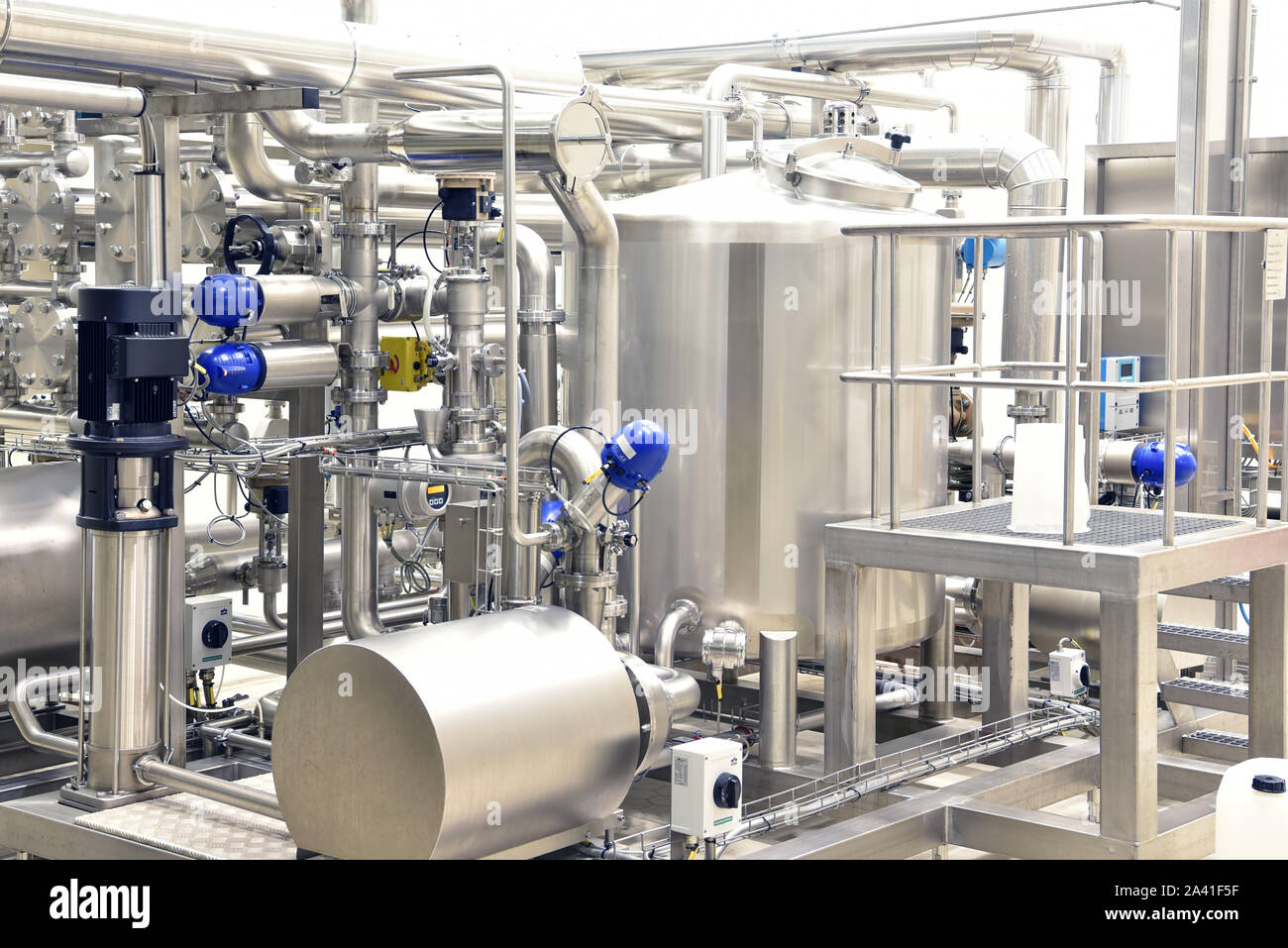 Interior of an industrial plant - pipelines, tank for storage Stock ...