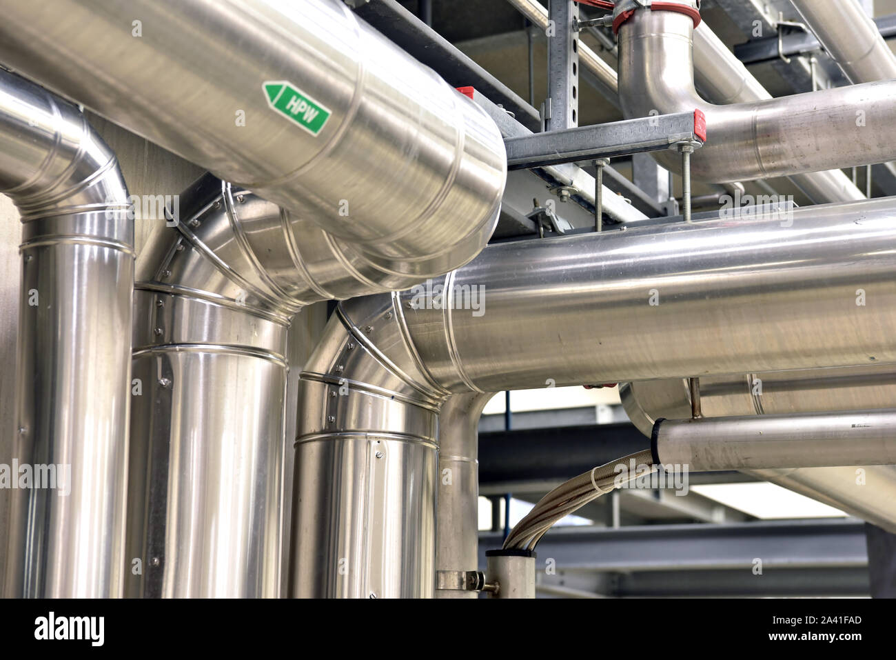 Interior of an industrial plant - pipelines Stock Photo - Alamy