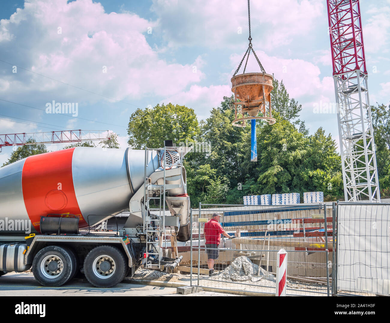 Concrete mixer construction site Stock Photo - Alamy