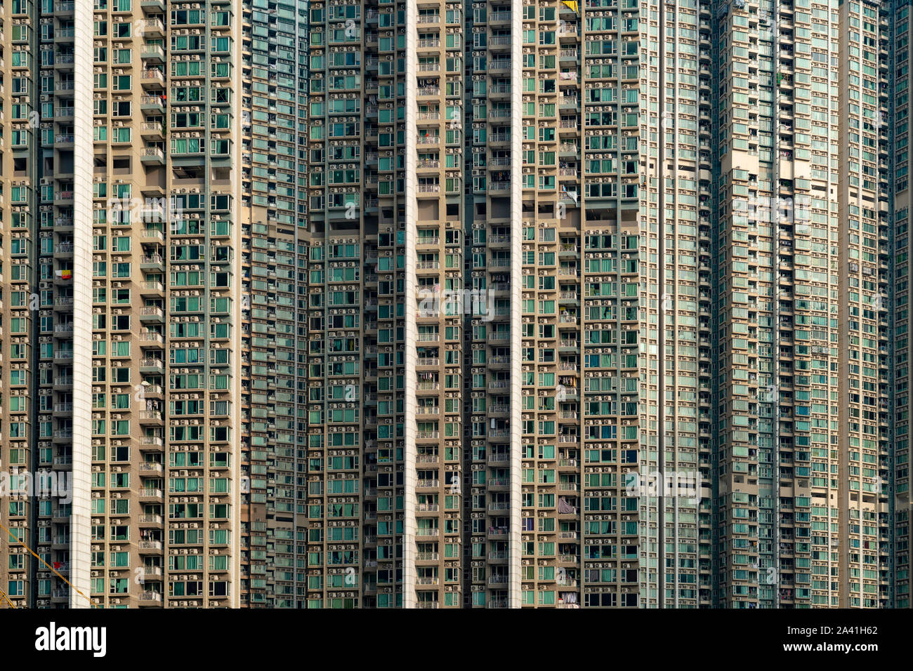 Facade of dense urban high-rise apartment buildings in LOHAS Park new ...