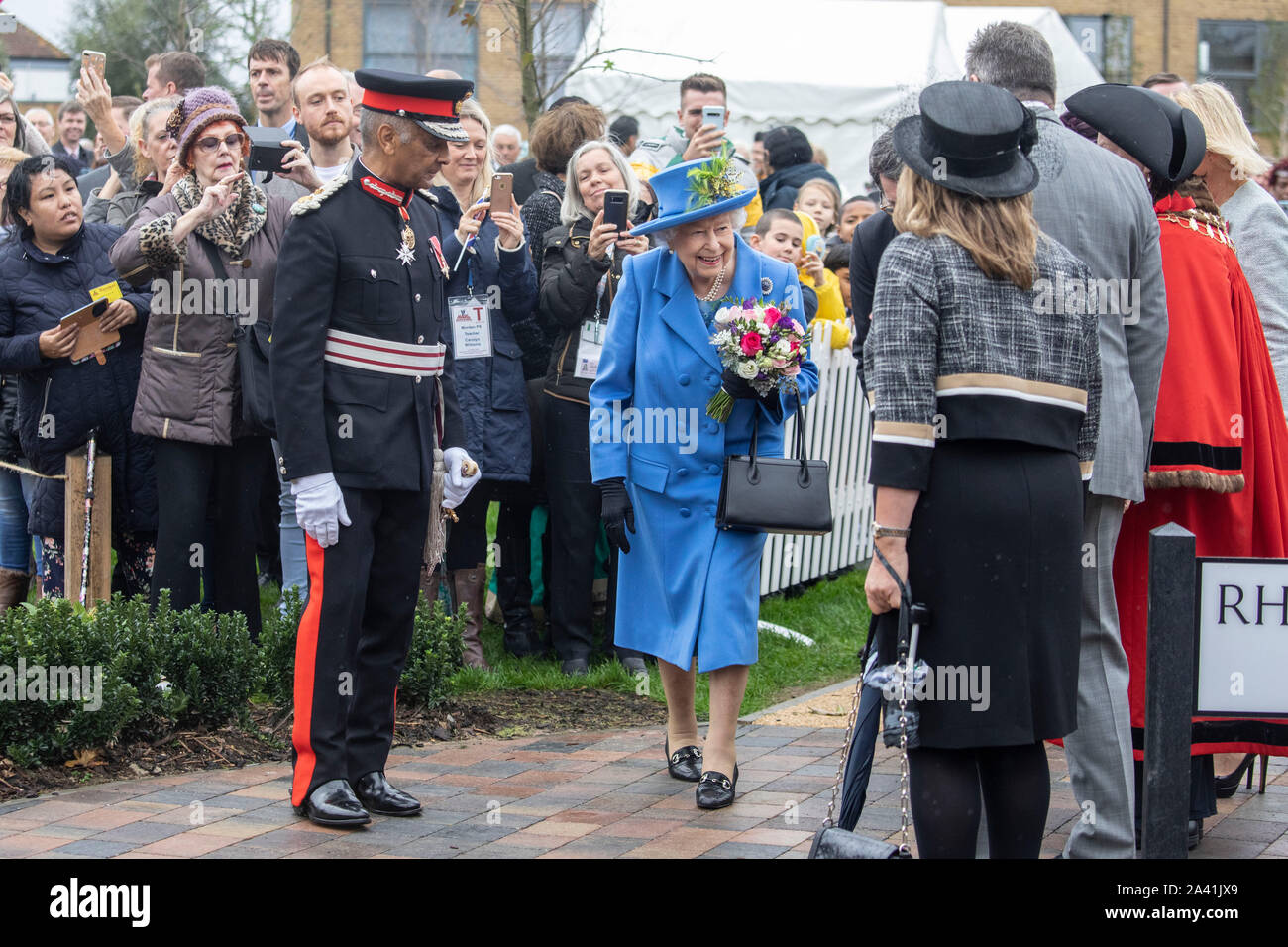 Queen Elizabeth II visits Haig Housing Trust, Morden, south London, to ...