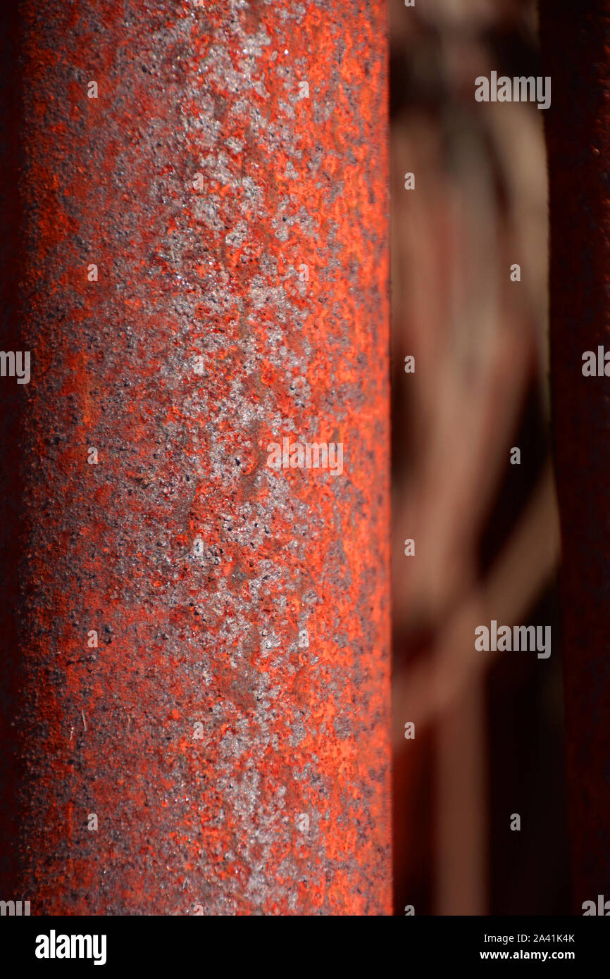macro of a corroded textured vintage rusty metal pole, rusty metal pole ...