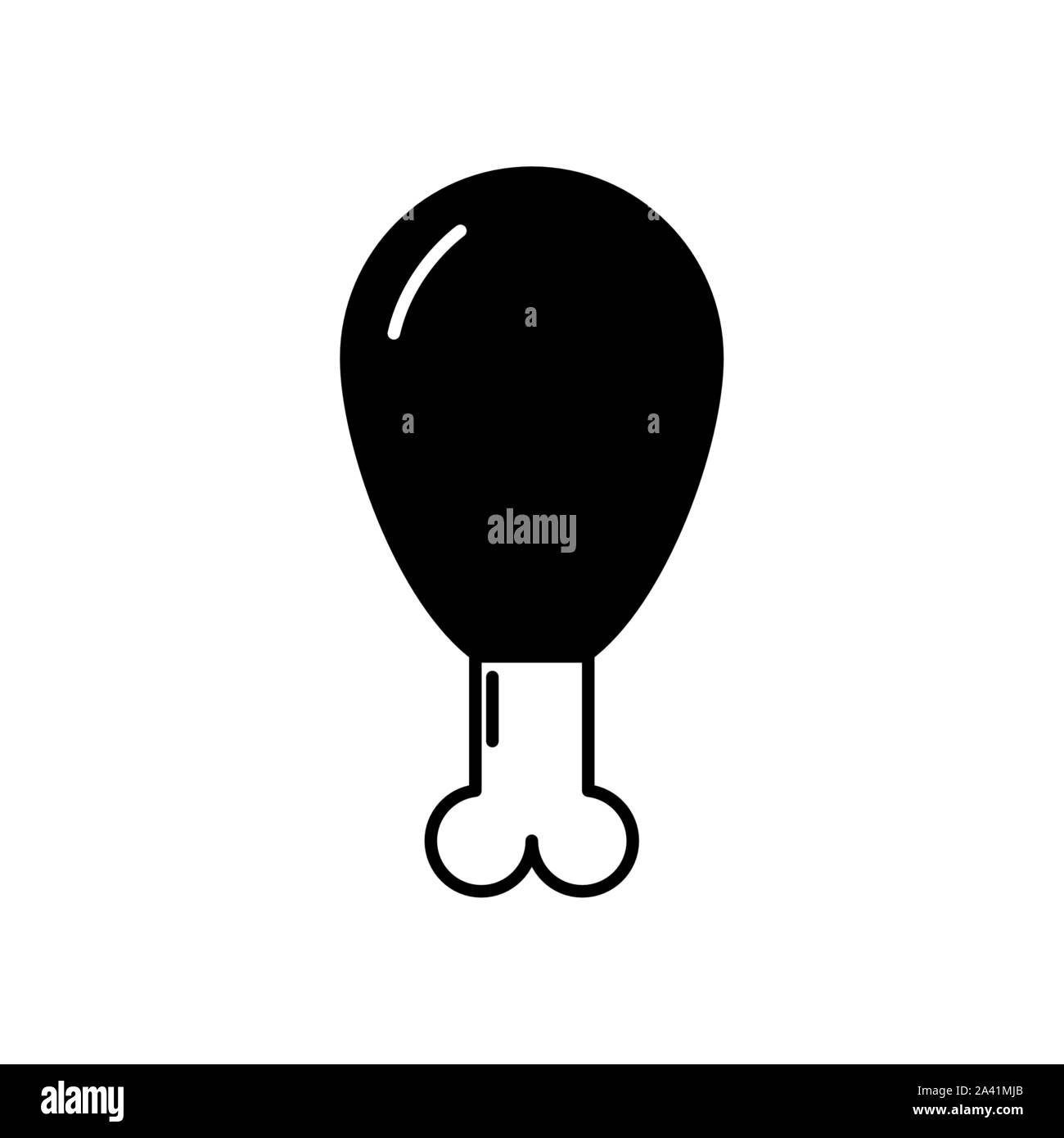 black and white food bbq chicken leg design illustation Stock Vector ...