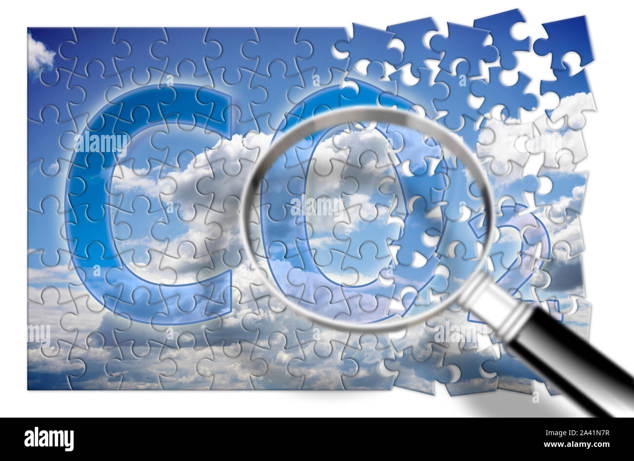 Reduction of CO2 presence in the atmosphere - jigsaw puzzle concept ...
