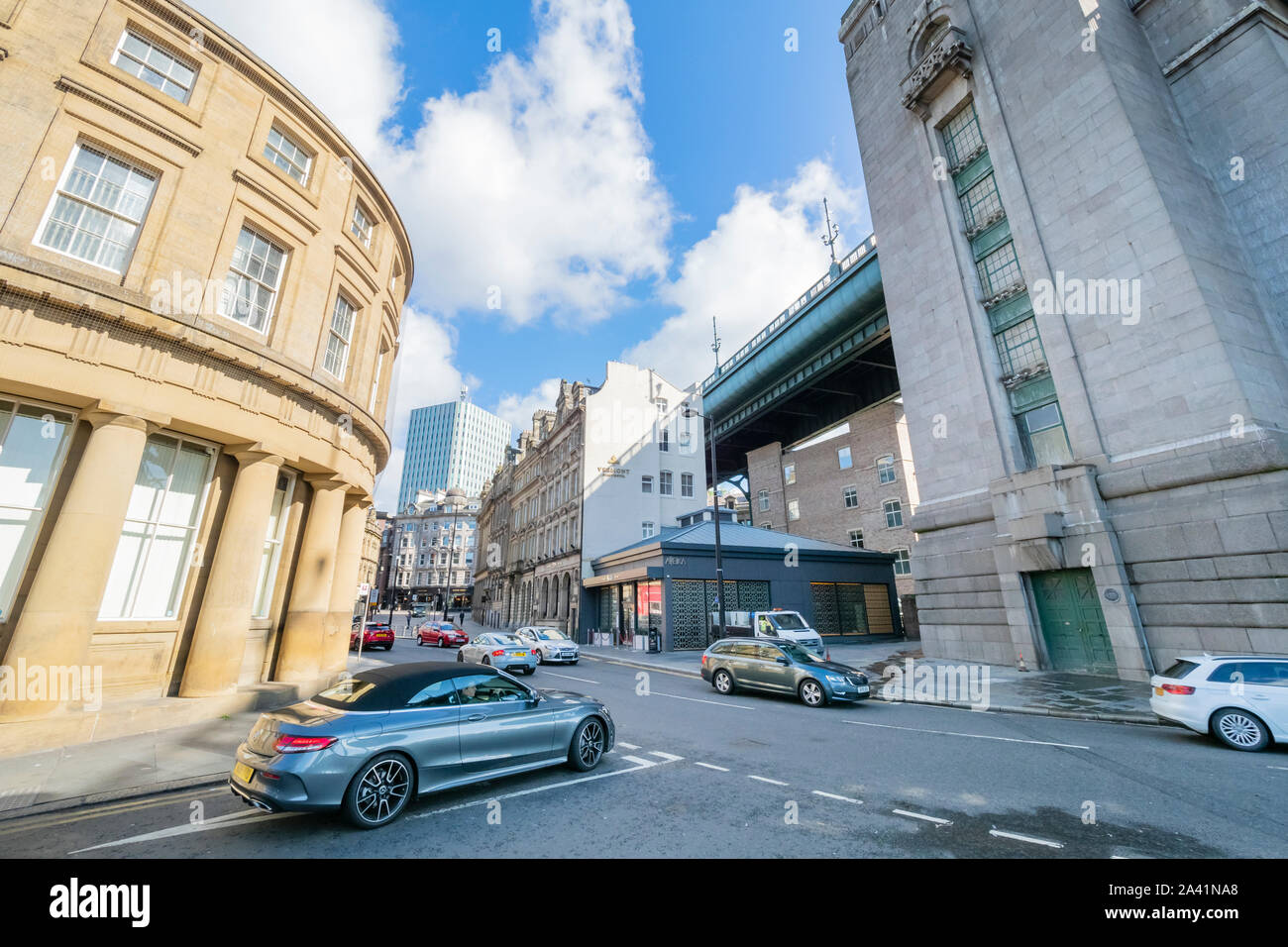 Sandhill, leading up from the Quayside, with the modern Bewick Court ...