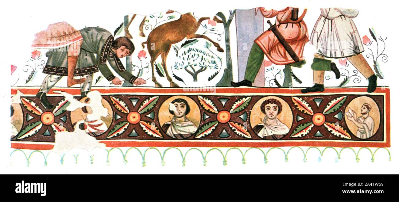 Mural paintings in the ruins of the Monastery of St Apollo at Bawit ...