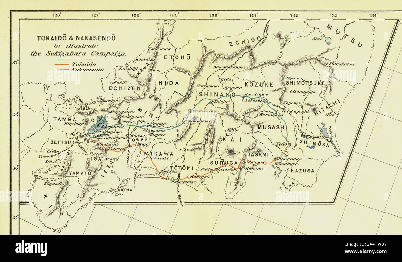 Tokaido & Nakasendo to illustrate the Sekigahara Campaign', 1903. The ...