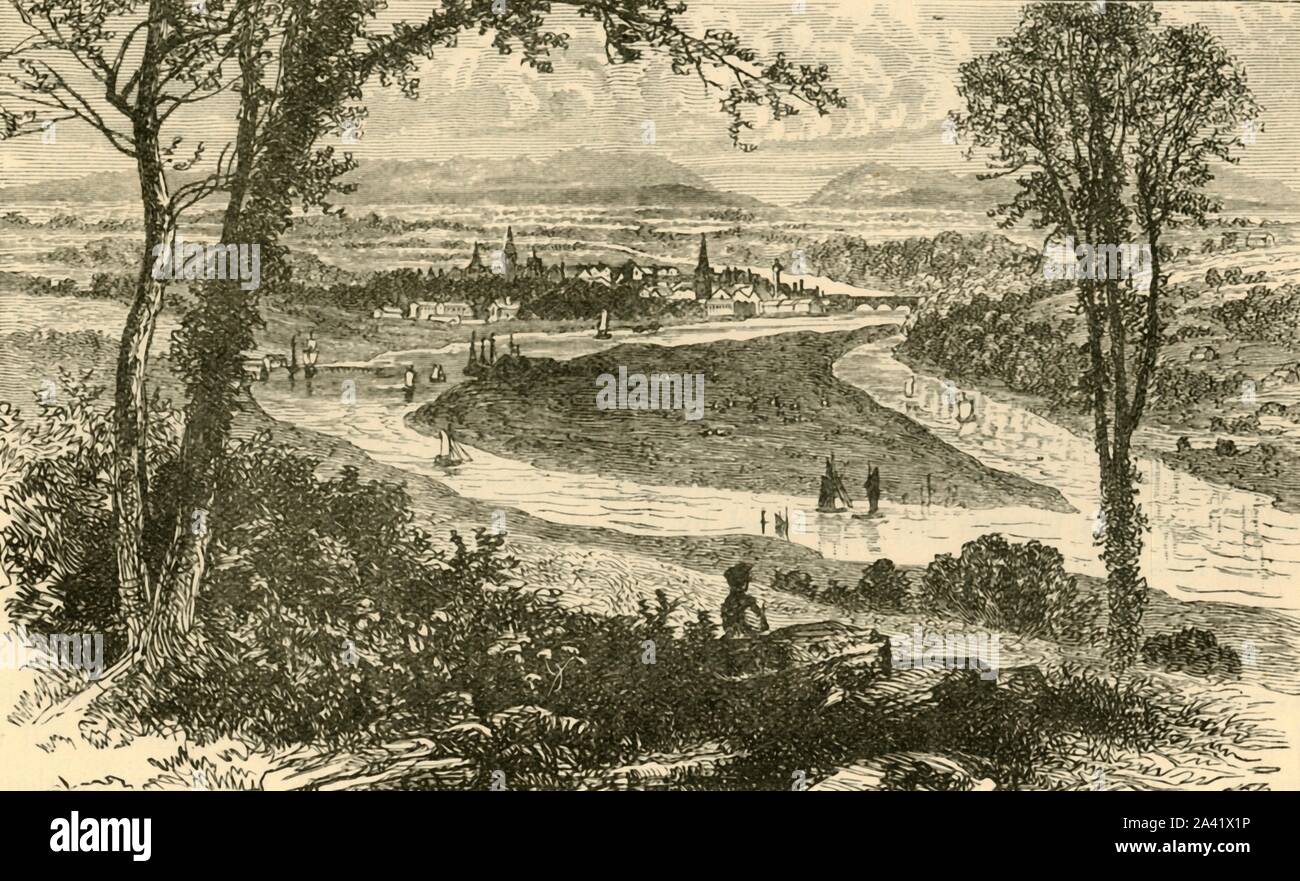 'Distant View of Perth', 1898. Perth, a city in Scotland on the banks ...