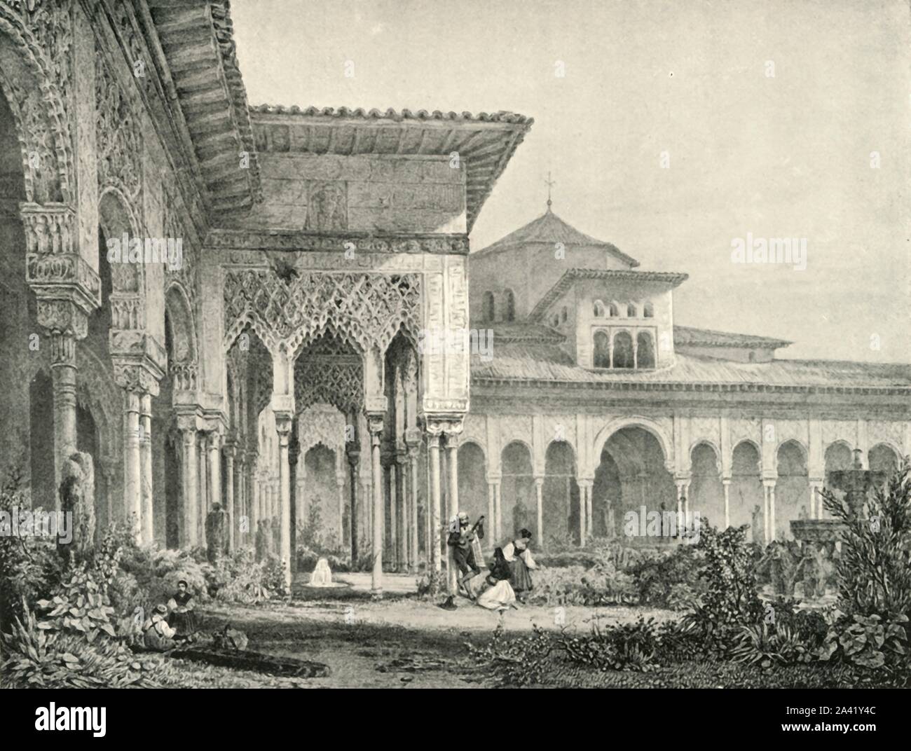 'Court of Lions', 19th century, (1907). View of a pavilion at one end ...