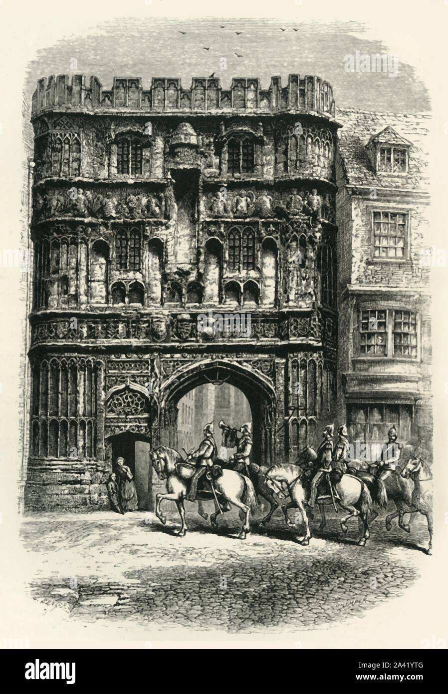 'The Precinct Gate, Canterbury', c1870. Christchurch Gate, a Norman ...