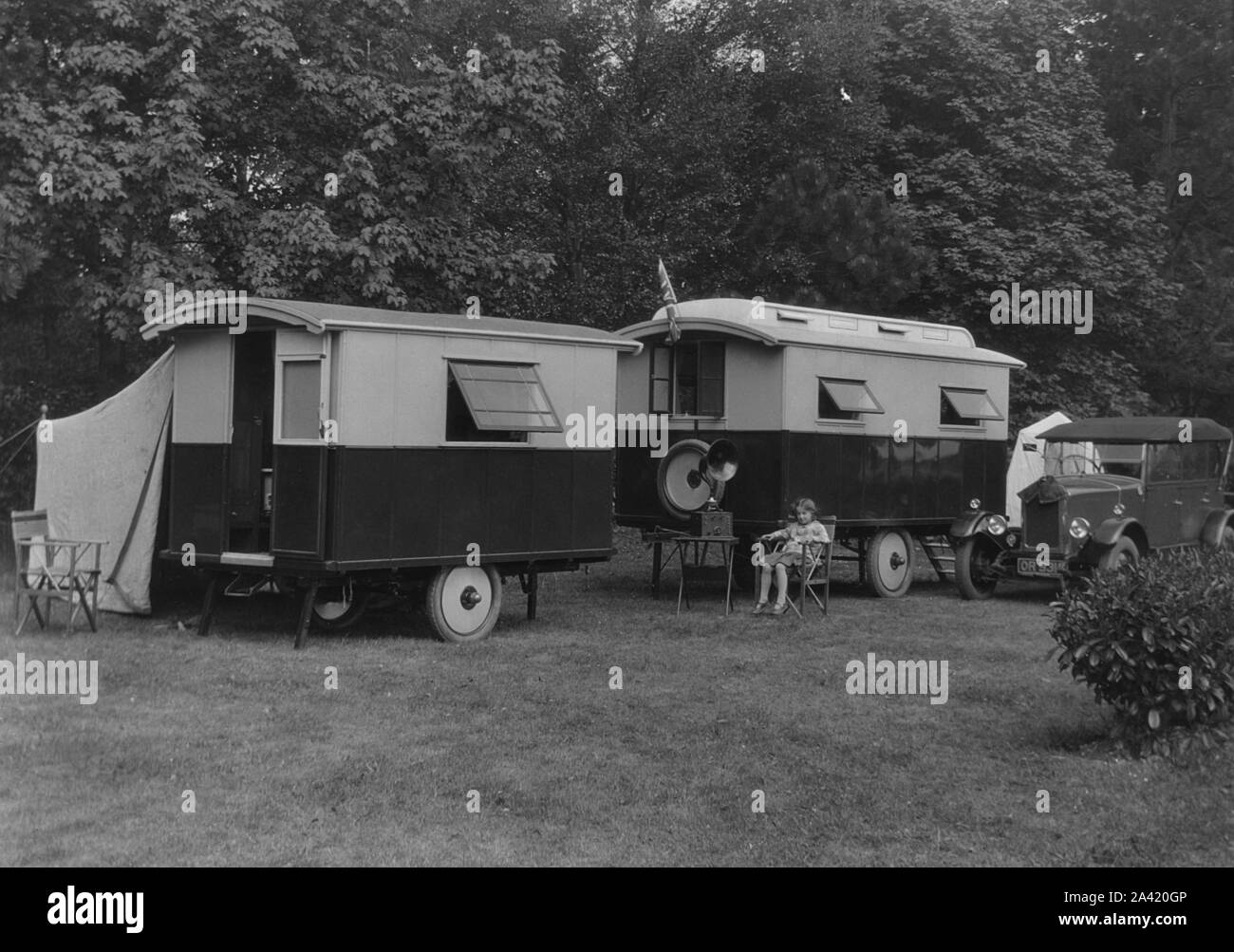 1930 Trojan with Voyageur caravan Stock Photo - Alamy