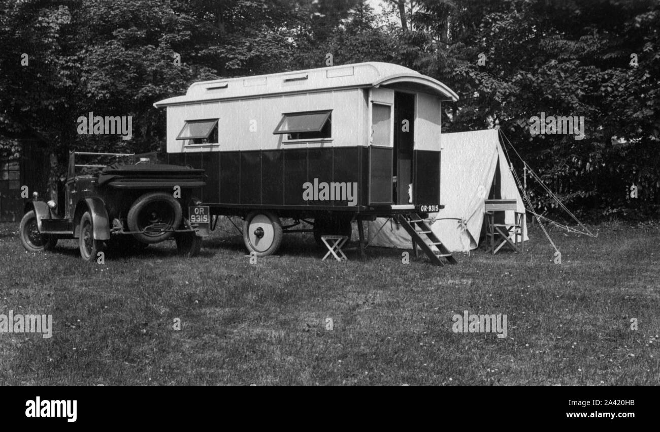 1930 Trojan with Voyageur caravan Stock Photo - Alamy